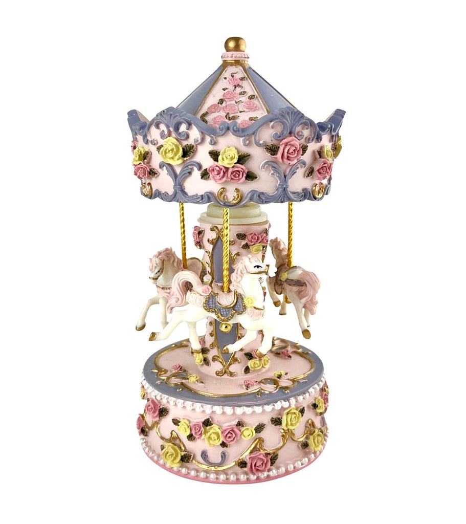 Floral Carousel Music Box H18.5cm