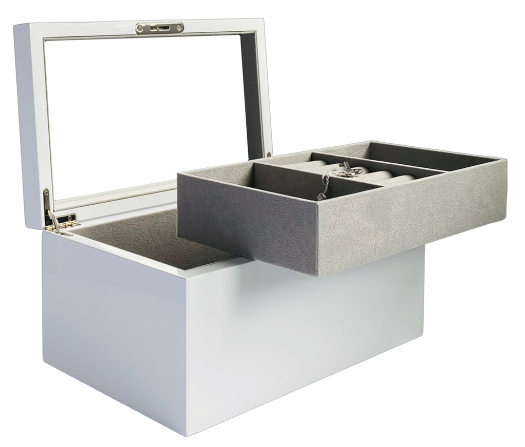 Harrowdene White High Gloss Wood Jewellery Box