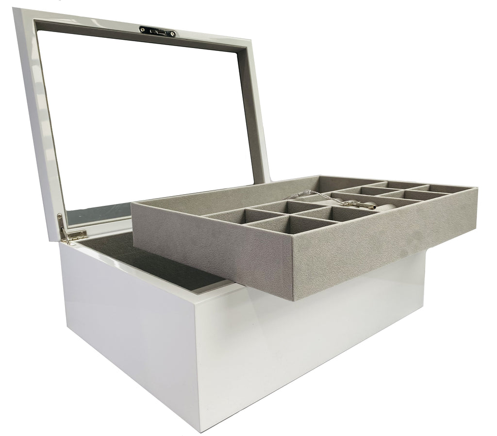 Harrowdene White High Gloss Wood Jewellery Box 35cm